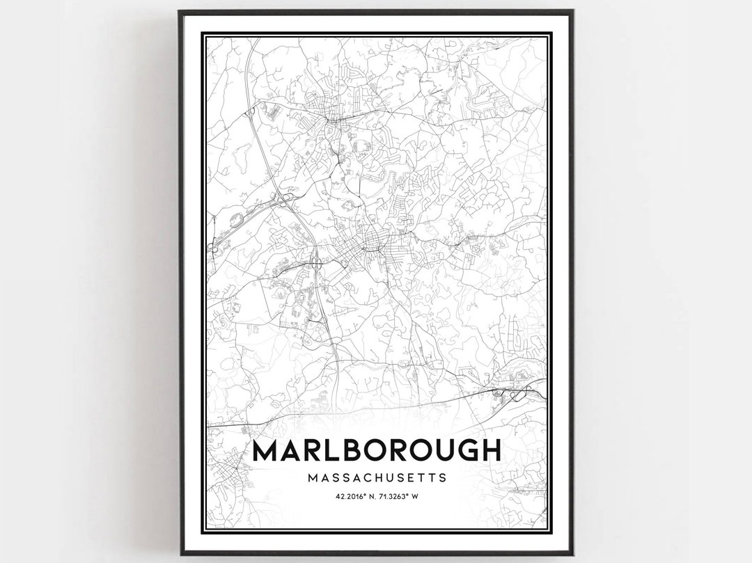 Marlborough Map Print, Marlborough Map Poster Wall Art, Ma City Map ...