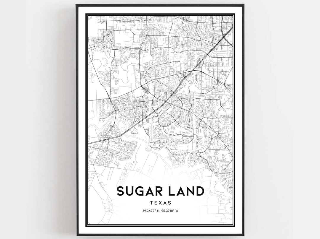 Sugar Land Map Print, Sugar Land Map Poster Wall Art, Tx City Map ...