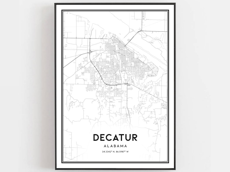Decatur Map Print Decatur Map Poster Wall Art Al City Map - Etsy