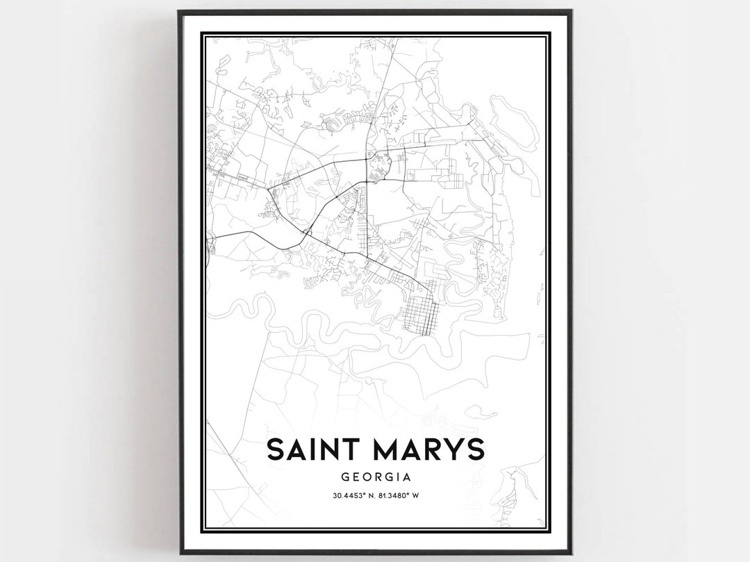 Saint Marys Map Print, Saint Marys Map Poster Wall Art, Ga City Map ...