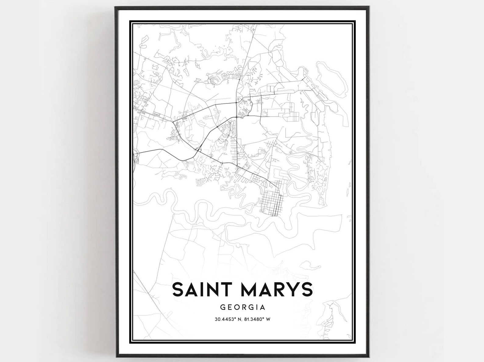 Saint Marys Map Print, Saint Marys Map Poster Wall Art, Ga City Map ...