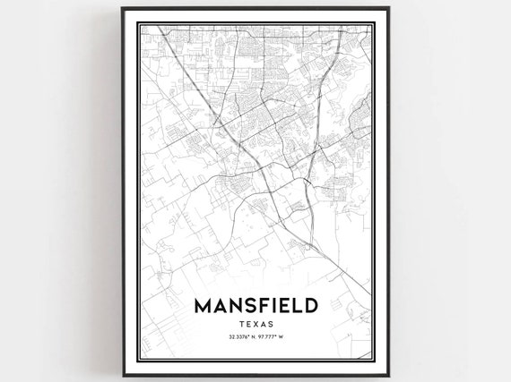 Mansfield Map Print Mansfield Map Poster Wall Art Tx City | Etsy