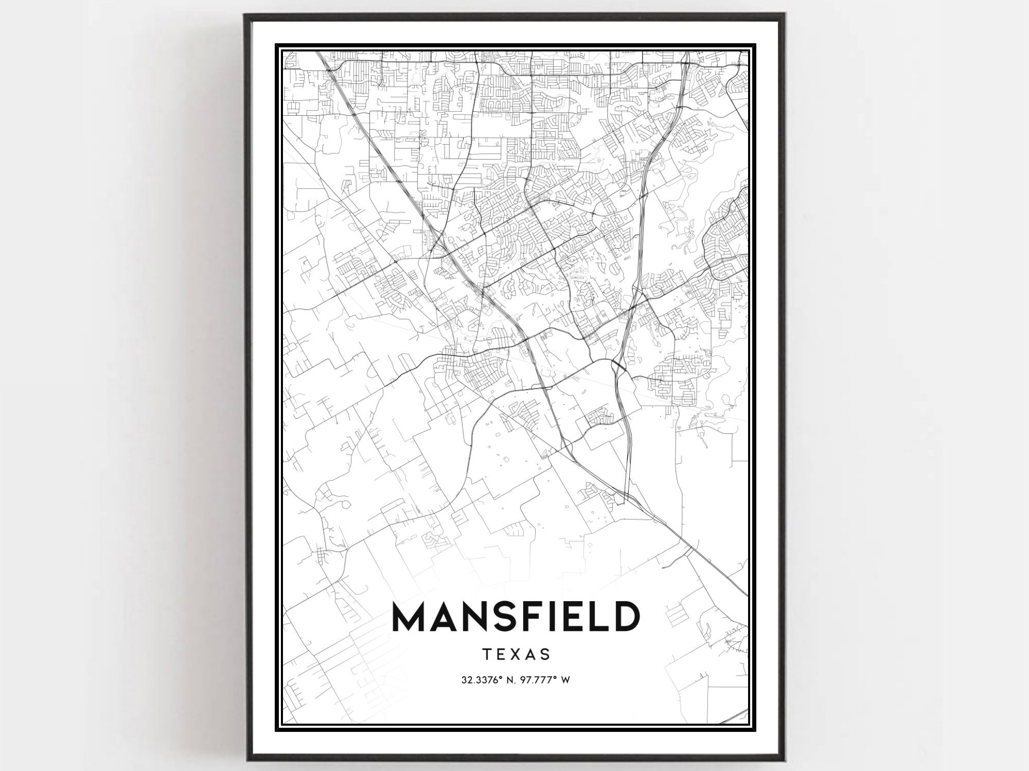 Mansfield Map Print Mansfield Map Poster Wall Art Tx City | Etsy