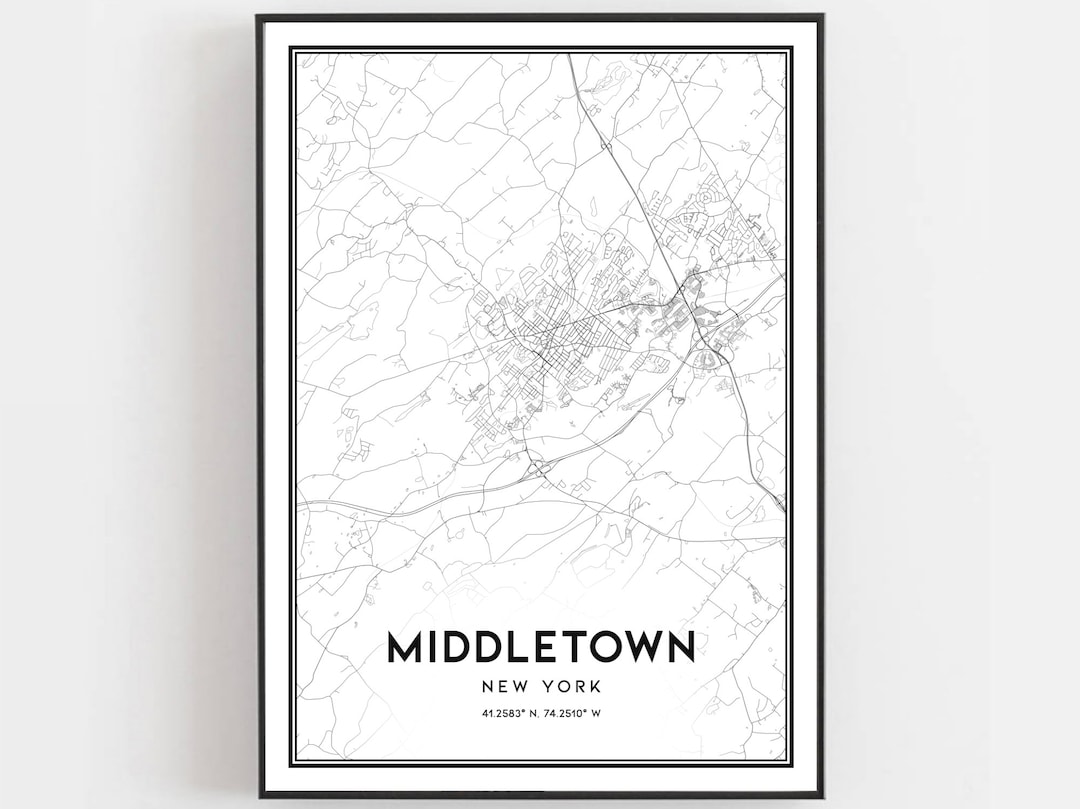 Middletown Map Print, Middletown Map Poster Wall Art, Ny City Map, New ...
