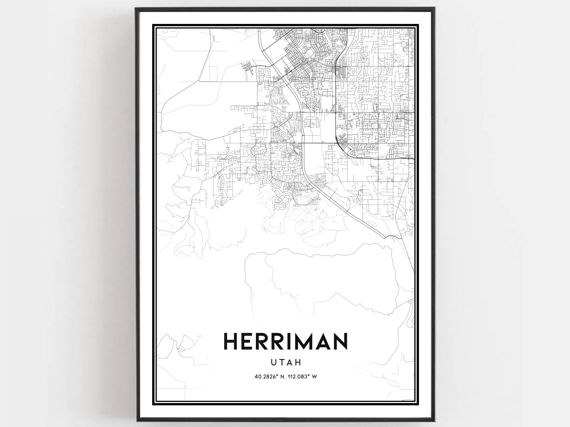 Herriman Map Print, Herriman Map Poster Wall Art, Ut City Map, Utah ...