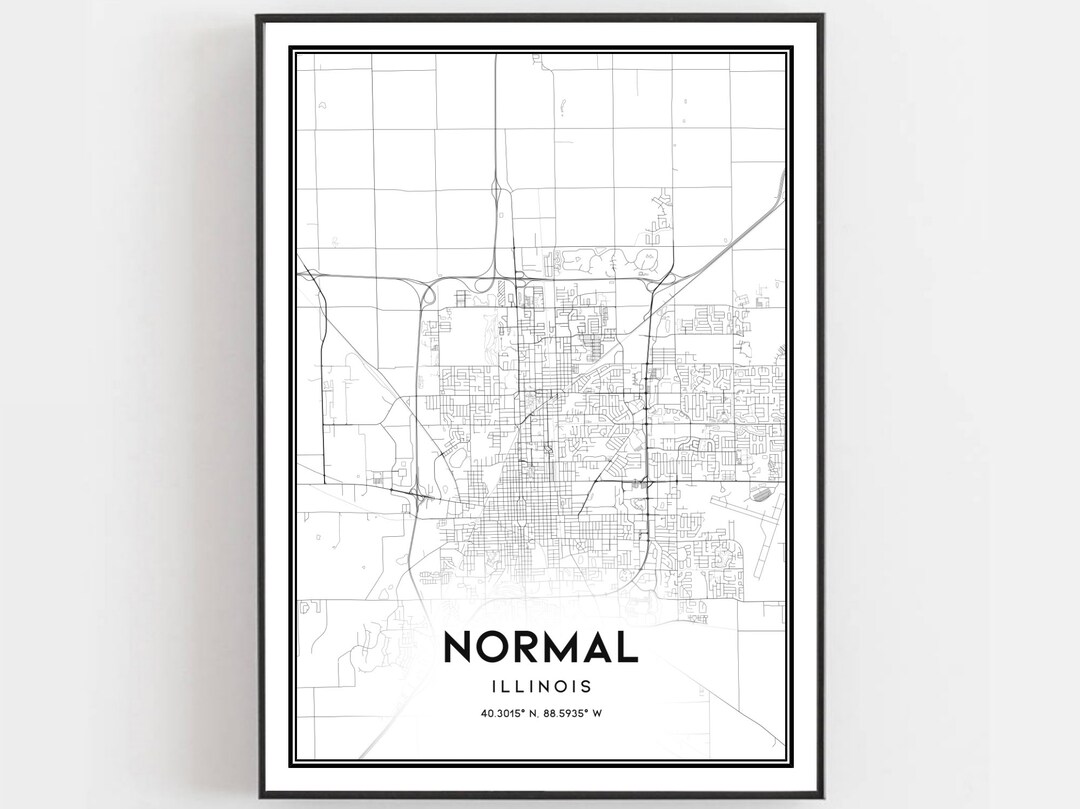 Normal Map Print, Normal Map Poster Wall Art, Il City Map, Illinois ...
