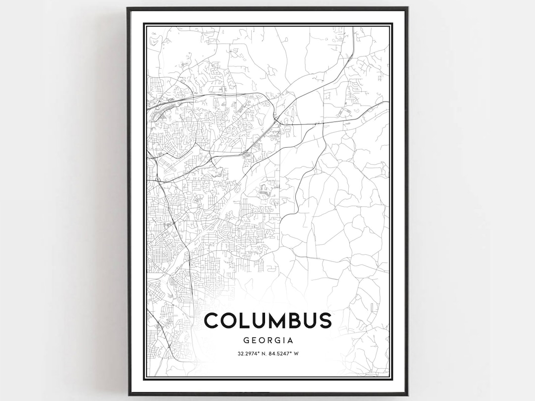 Columbus Map Print, Columbus Map Poster Wall Art, in City Map, Indiana ...