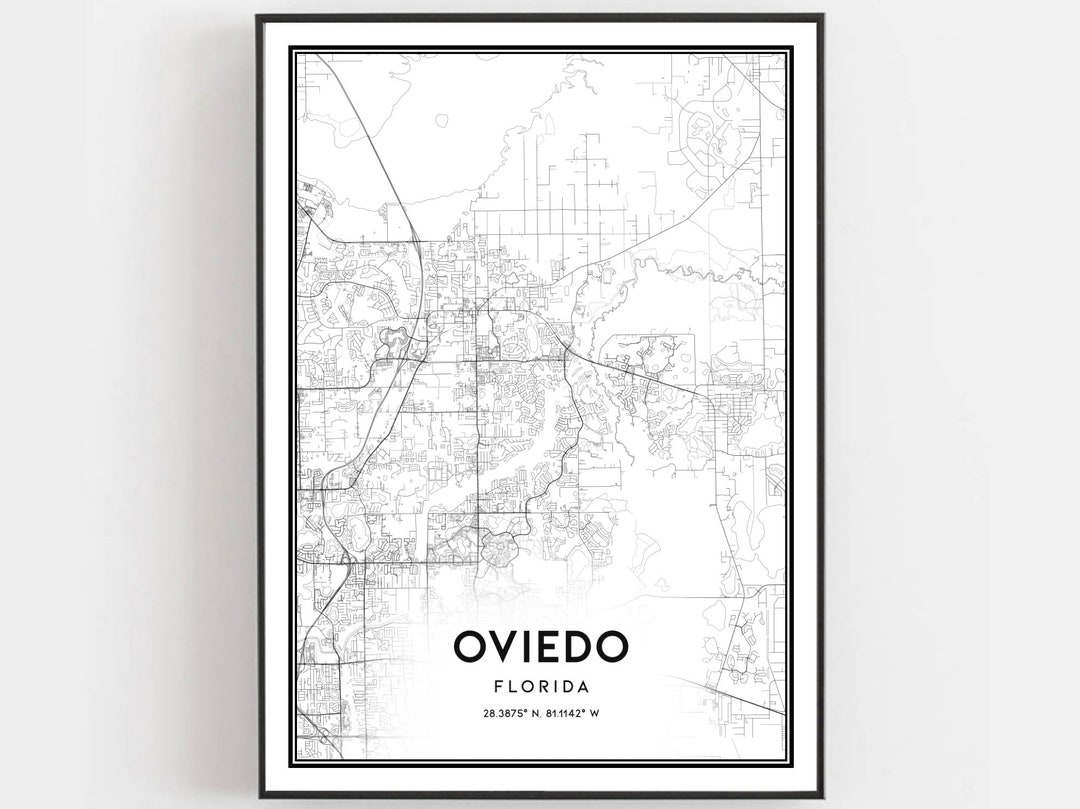 Oviedo Map Print, Oviedo Map Poster Wall Art, Fl City Map, Florida ...