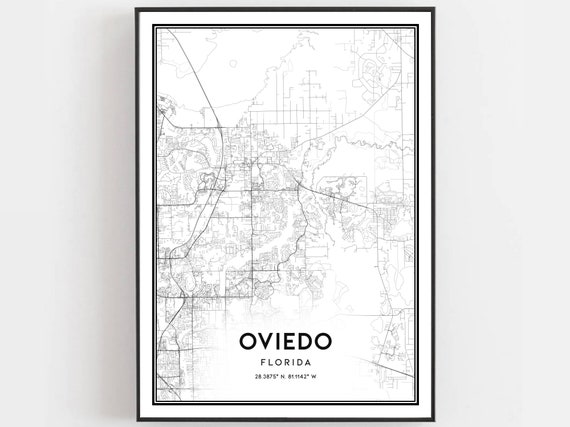 Oviedo Map Print Oviedo Map Poster Wall Art Fl City Map - Etsy