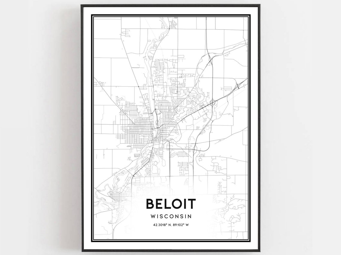 Beloit Map Print Beloit Map Poster Wall Art Wi City Map | Etsy