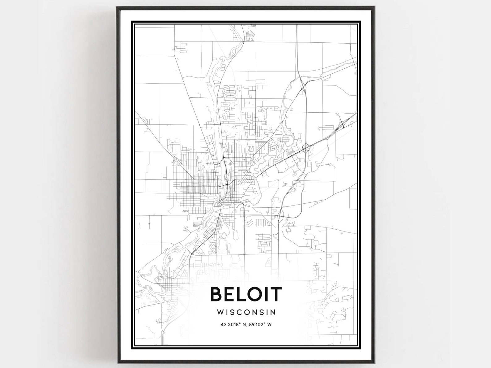 Beloit Map Print Beloit Map Poster Wall Art Wi City Map | Etsy