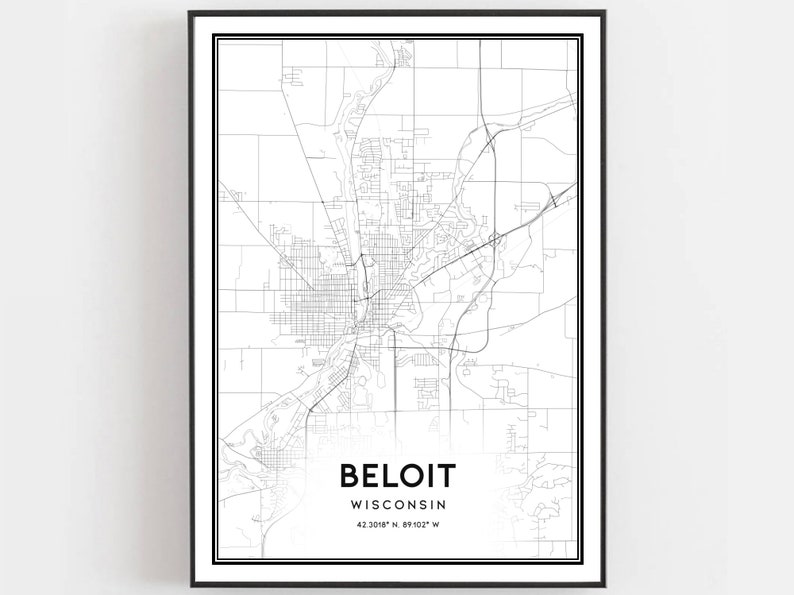Beloit Map Print Beloit Map Poster Wall Art Wi City Map - Etsy
