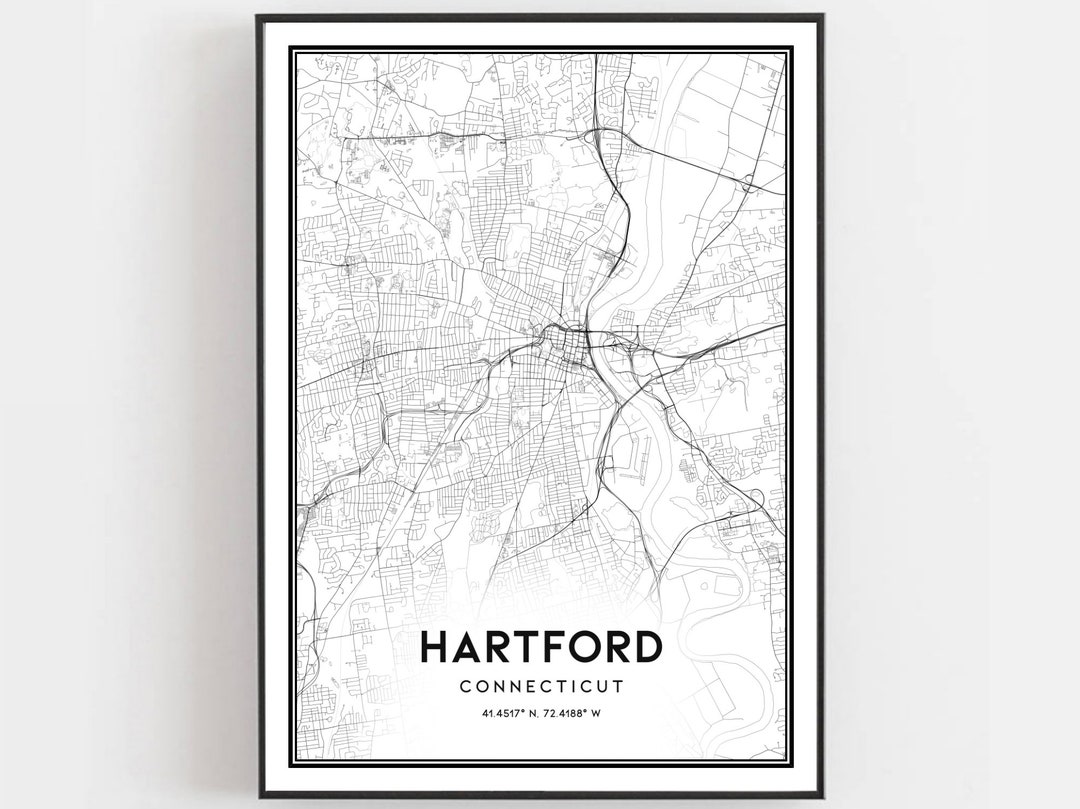 Hartford Map Print, Hartford Map Poster Wall Art, Ct City Map ...