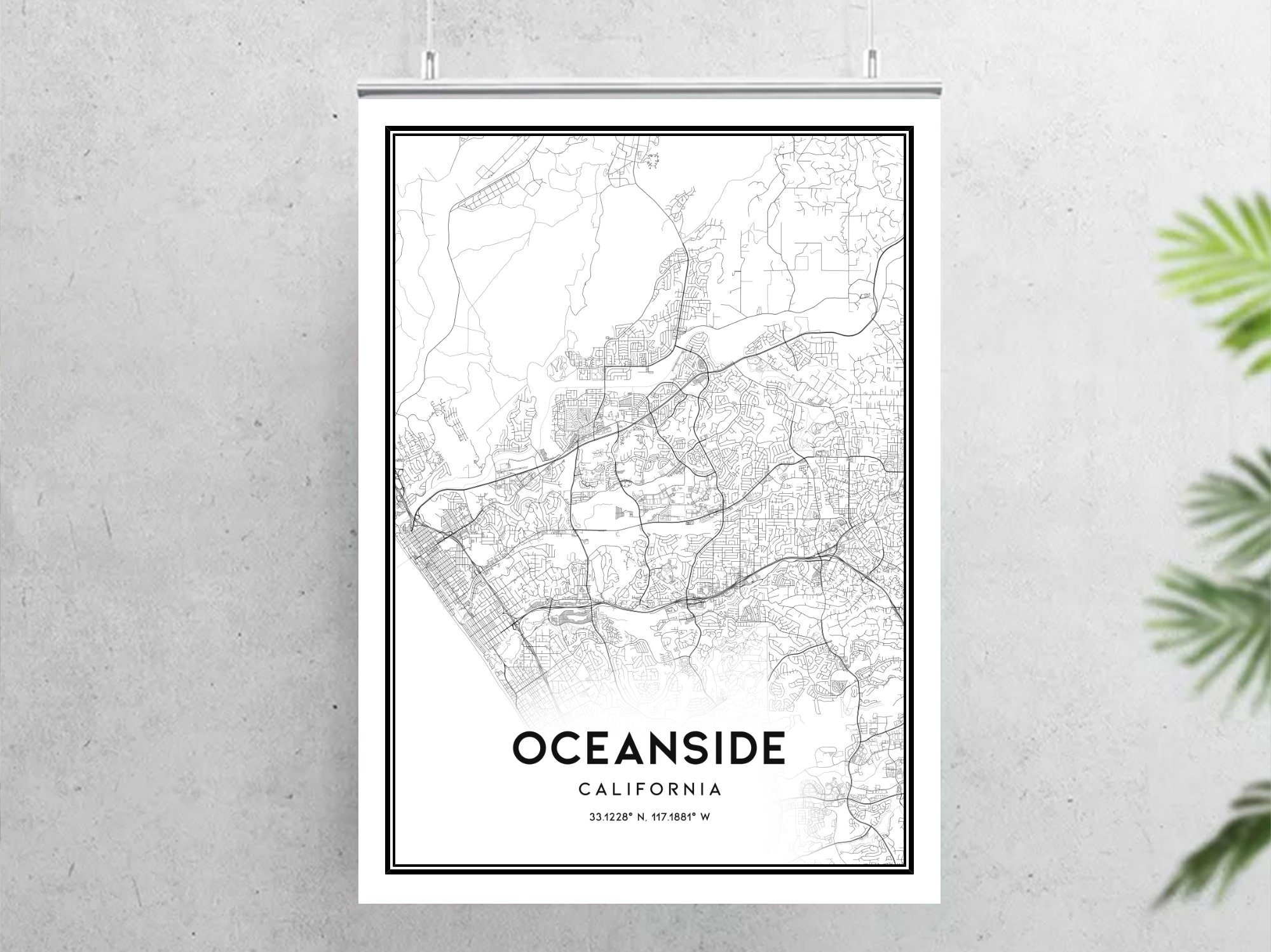 Oceanside Map Print Oceanside Map Poster Wall Art Ca City | Etsy