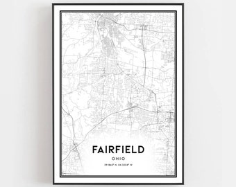 Fairfield Map Print, Fairfield Map Poster Wall Art, Ct City Map ...
