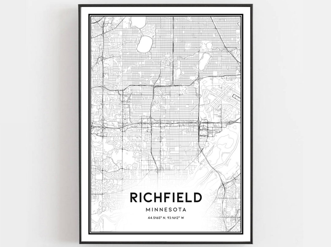 Richfield Map Print, Richfield Map Poster Wall Art, Mn City Map ...