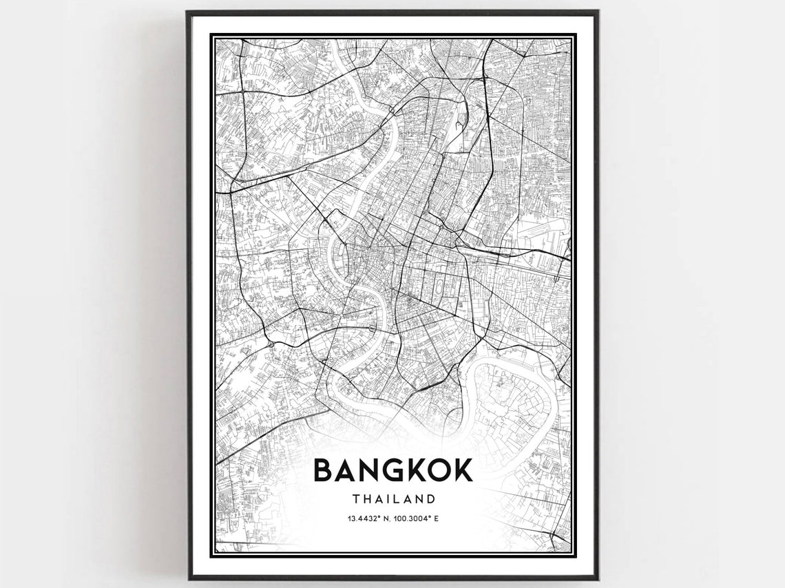 Bangkok Map Print, Bangkok Map Poster Wall Art, Bangkok City Map ...