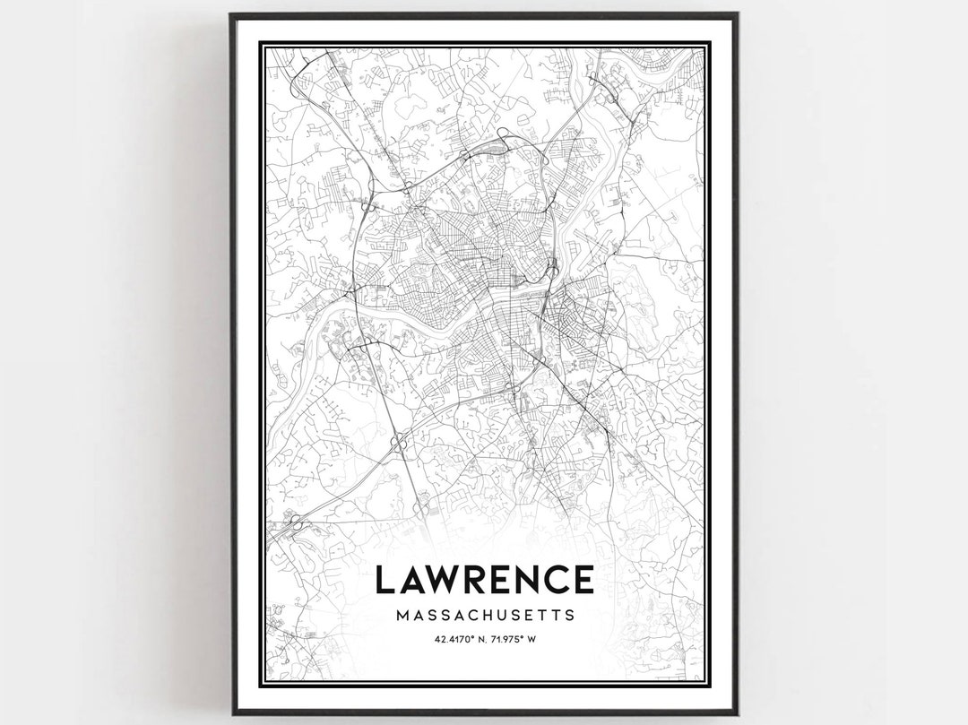 Lawrence Map Print, Lawrence Map Poster Wall Art, Ma City Map ...