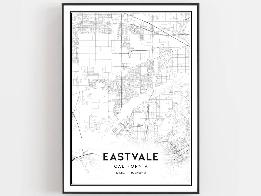 Eastvale Map Print, Eastvale Map Poster Wall Art, Ca City Map ...