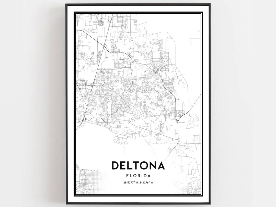 Deltona Map Print, Deltona Map Poster Wall Art, Fl City Map, Florida ...