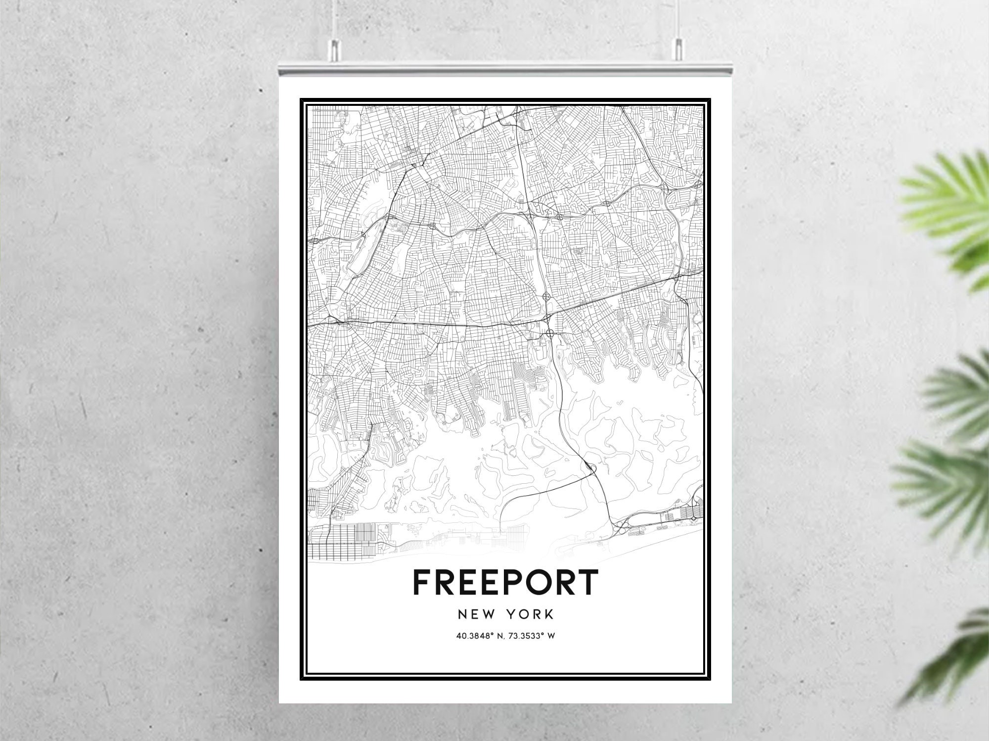 Freeport Map Print Freeport Map Poster Wall Art Ny City | Etsy