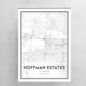 Hoffman Estates Map Print, Hoffman Estates Map Poster Wall Art, Il City ...