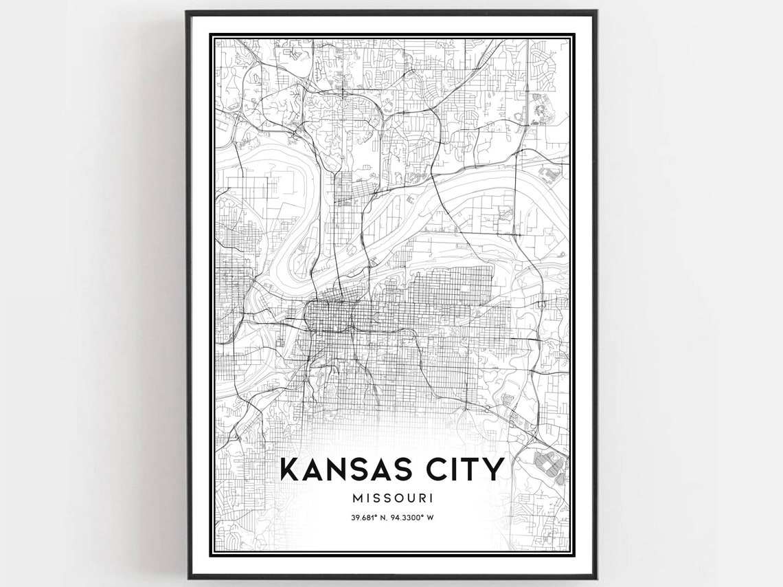 Kansas City Map Print Kansas City Map Poster Wall Art Mo | Etsy