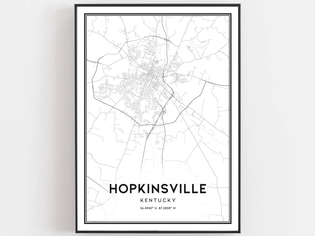 Hopkinsville Map Print, Hopkinsville Map Poster Wall Art, Ky City Map ...
