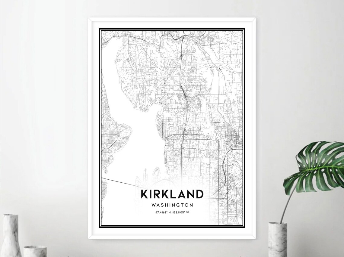 Kirkland Map Print Kirkland Map Poster Wall Art Wa City Map | Etsy