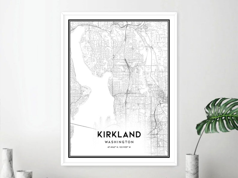 Kirkland Map Print, Kirkland Map Poster Wall Art, Wa City Map ...