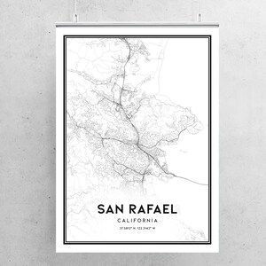 San Rafael Map Print, San Rafael Map Poster Wall Art, Ca City Map ...