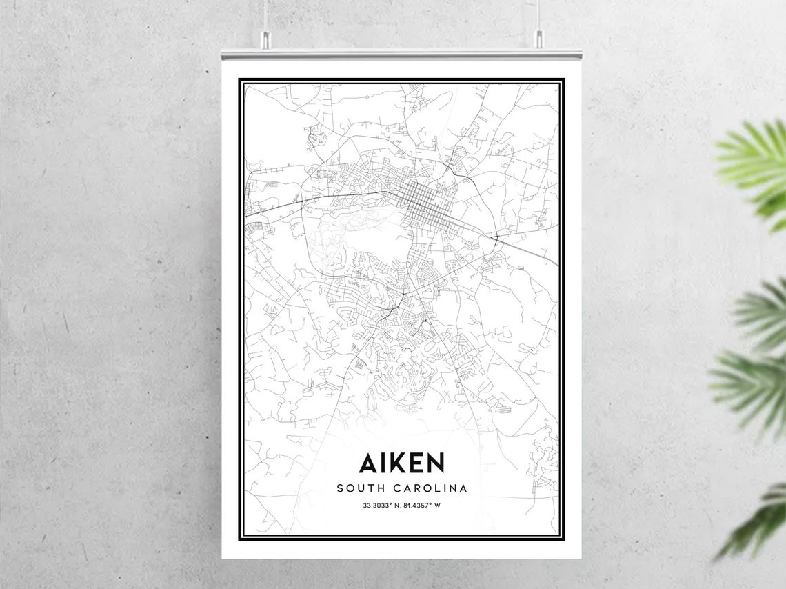 Aiken Map Print Aiken Map Poster Wall Art Sc City Map | Etsy