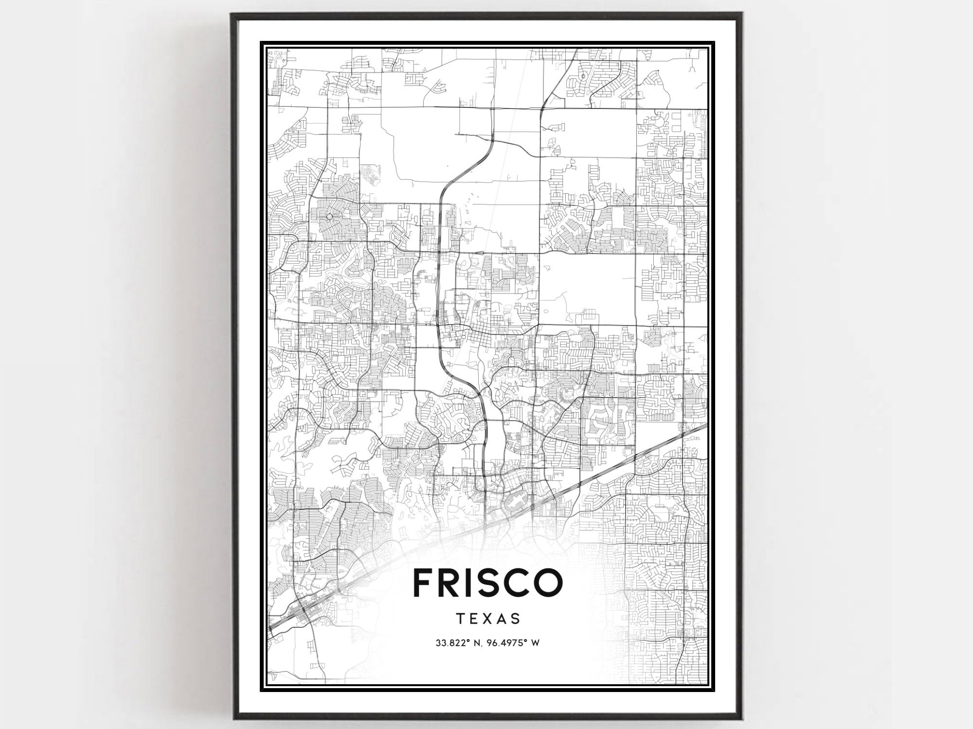 Frisco Map Print Frisco Map Poster Wall Art Tx City Map | Etsy