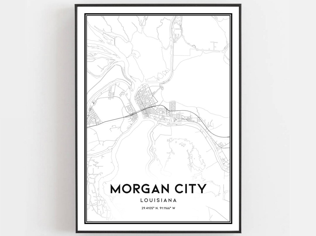 Morgan City Map Print, Morgan City Map Poster Wall Art, La City Map ...