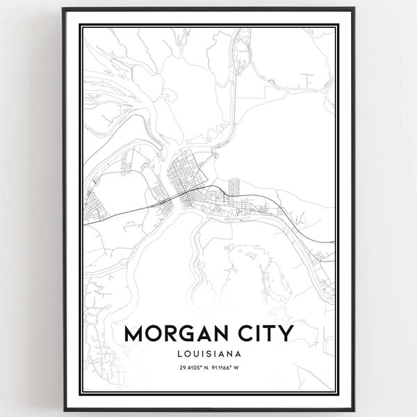 Map of Morgan City La - Etsy