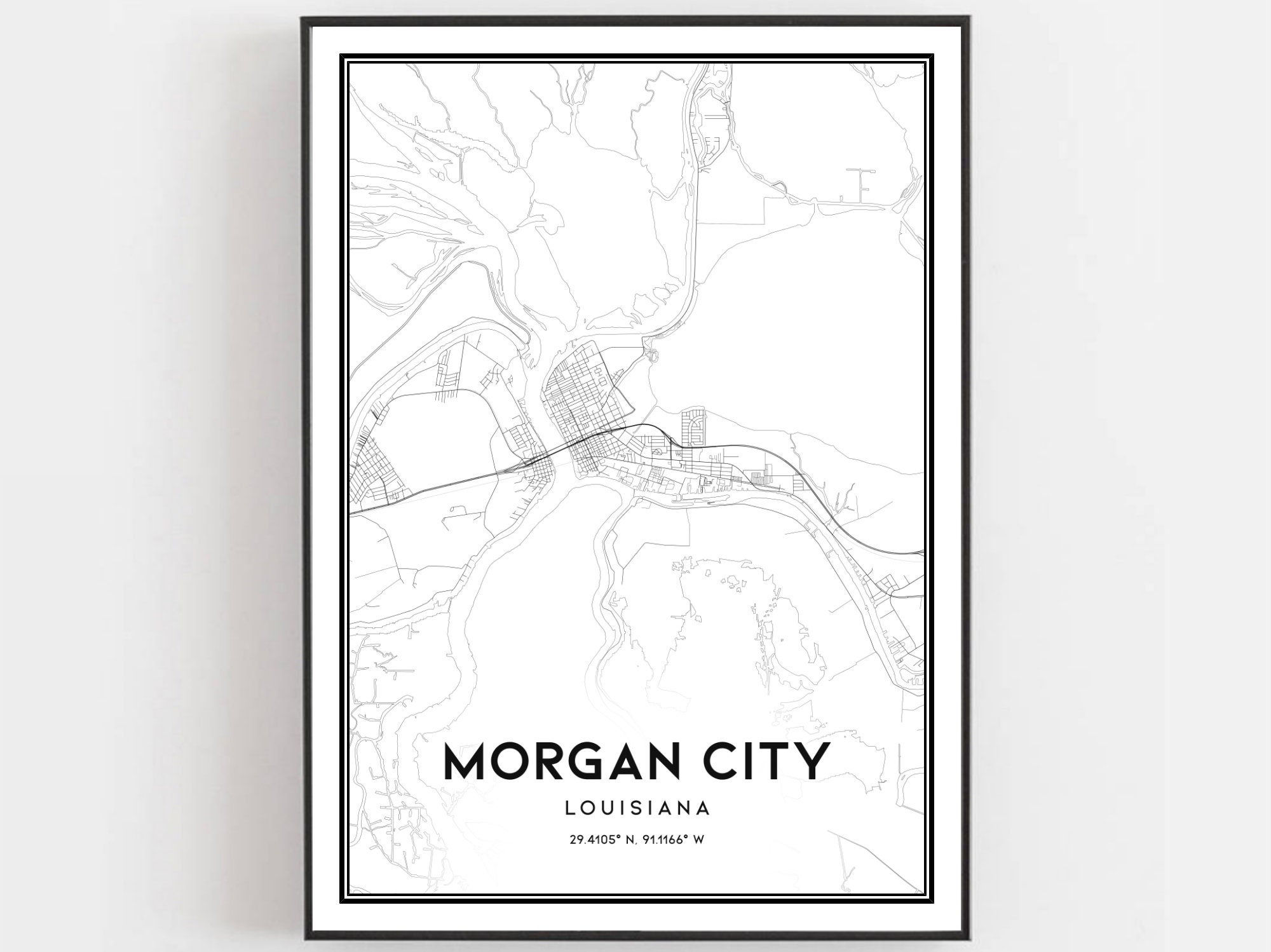 Morgan City Map Print Morgan City Map Poster Wall Art La | Etsy