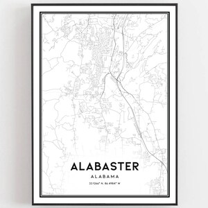 Alabaster Map Print, Alabaster Map Poster Wall Art, Al City Map ...
