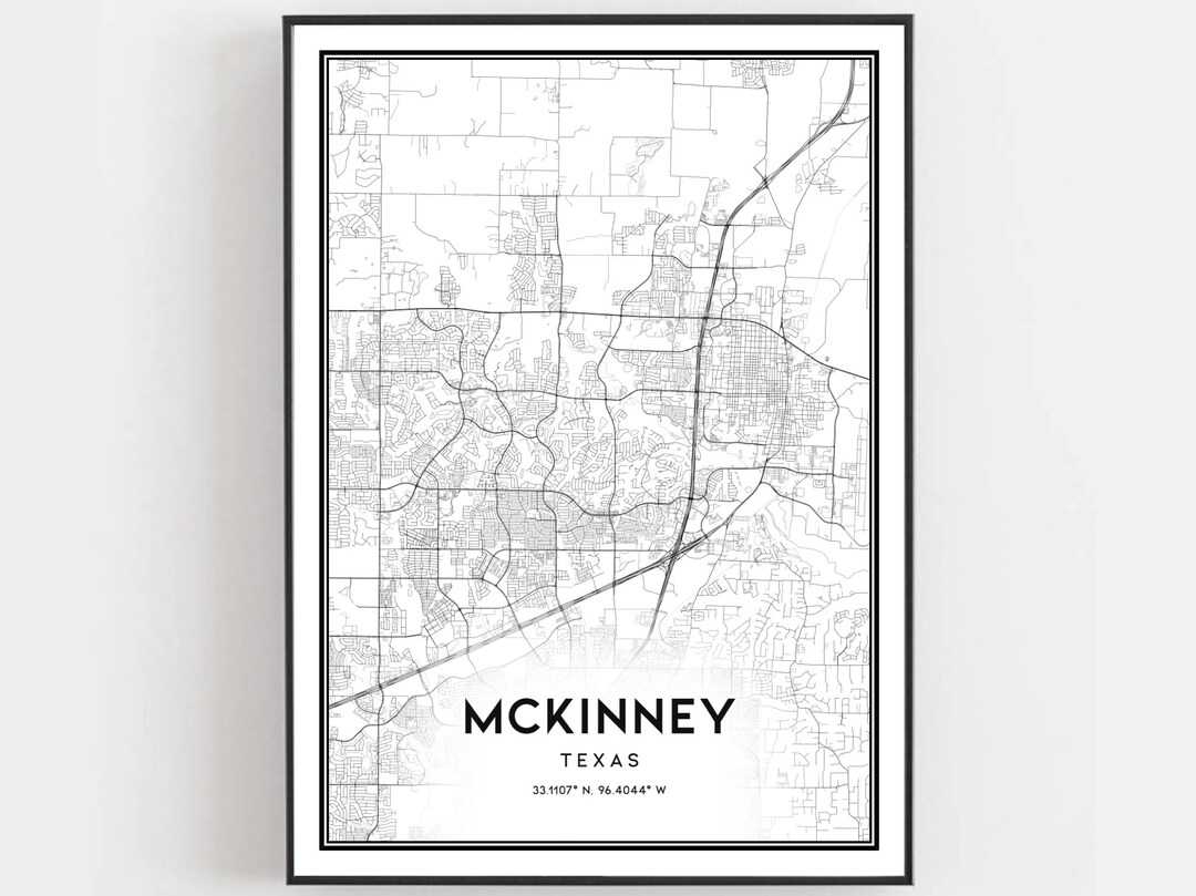 Mckinney Map Print, Mckinney Map Poster Wall Art, Tx City Map, Texas ...