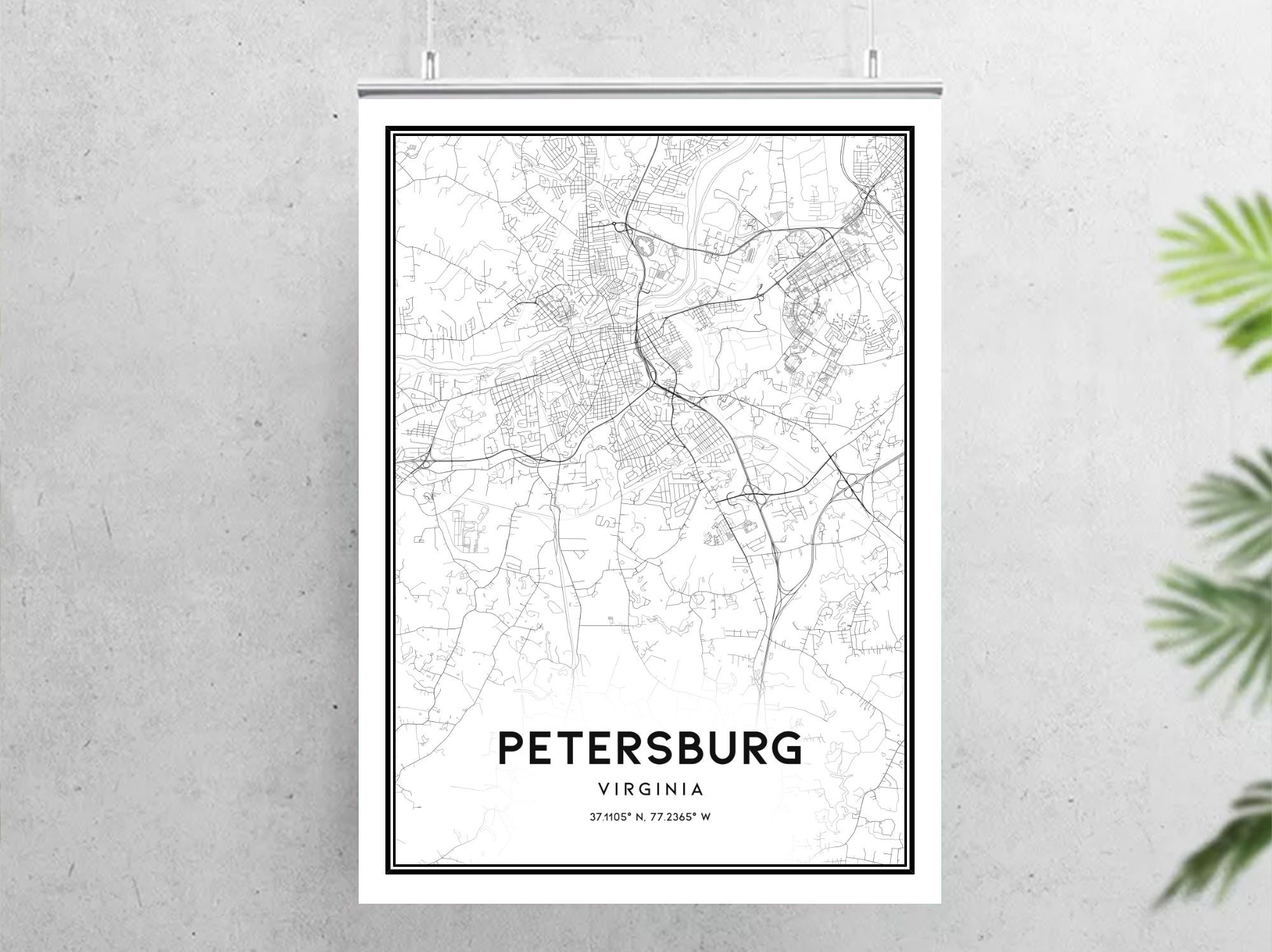 Petersburg Map Print Petersburg Map Poster Wall Art Va City - Etsy
