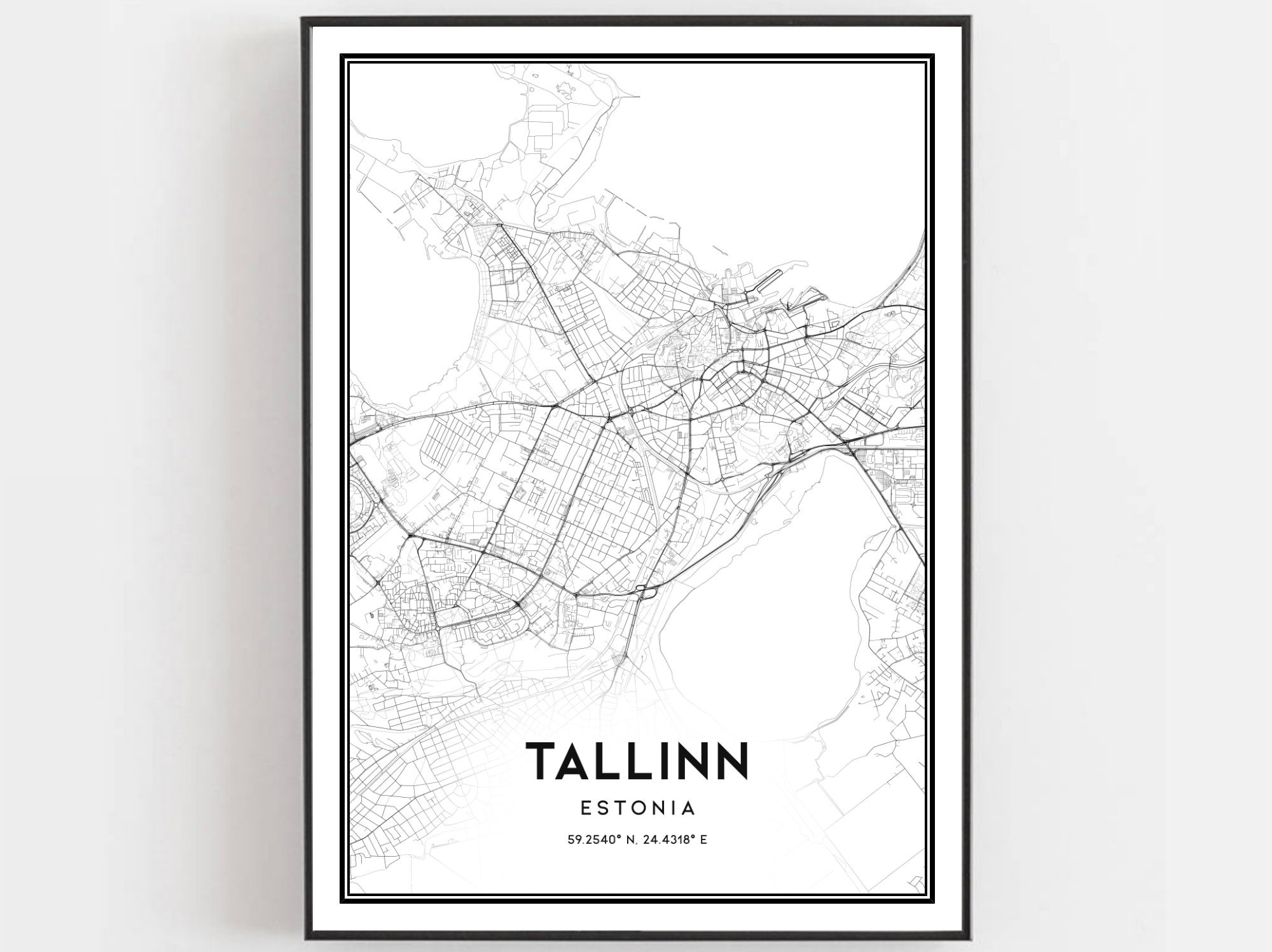 Tallinn Map Print Tallinn Map Poster Wall Art Tallinn City - Etsy