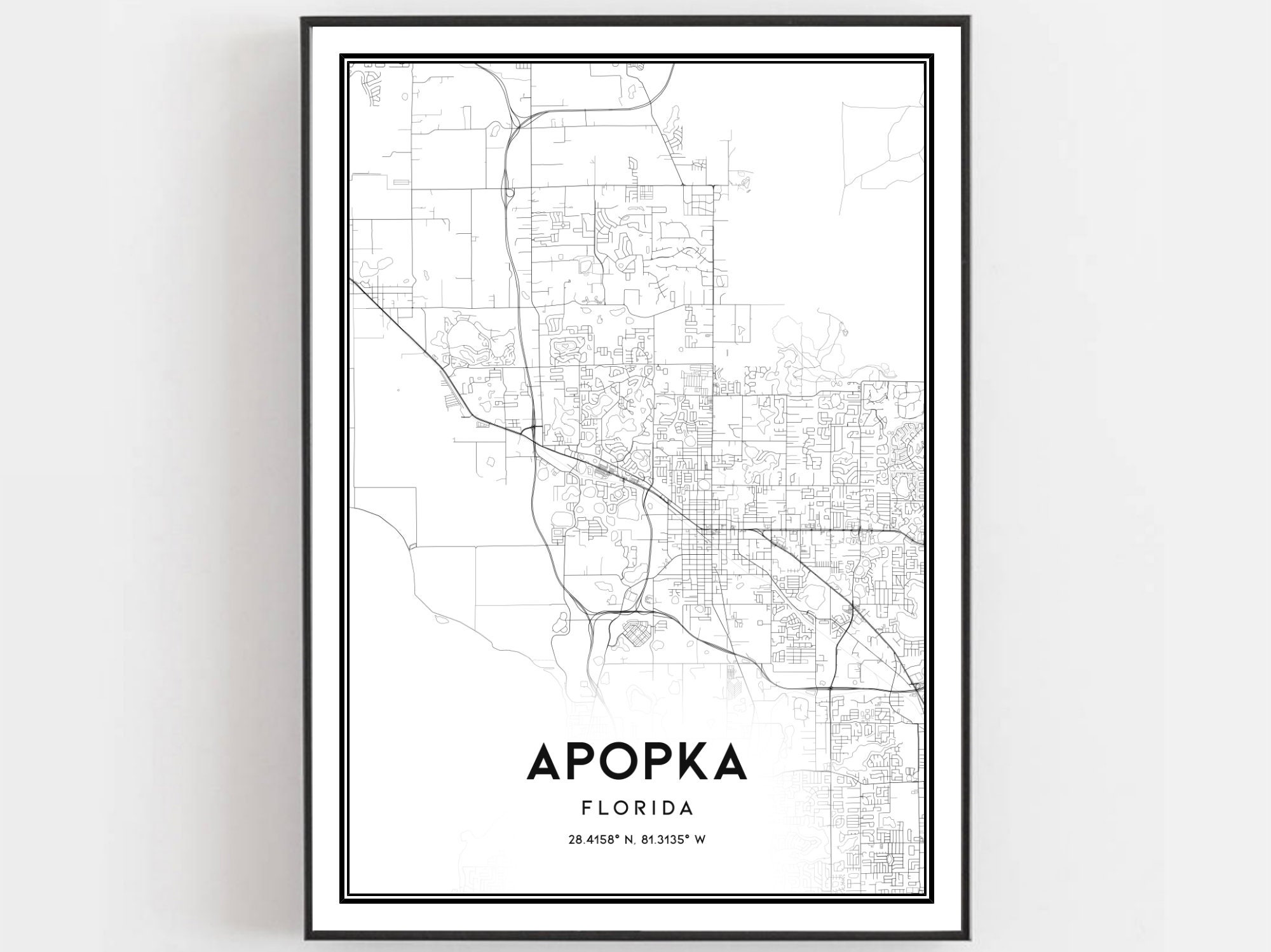 Apopka Map Print Apopka Map Poster Wall Art Fl City Map | Etsy
