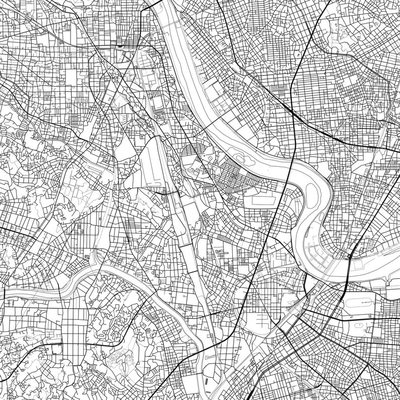 Kawasaki Map Print, Kawasaki Map Poster Wall Art, Kawasaki City Map ...