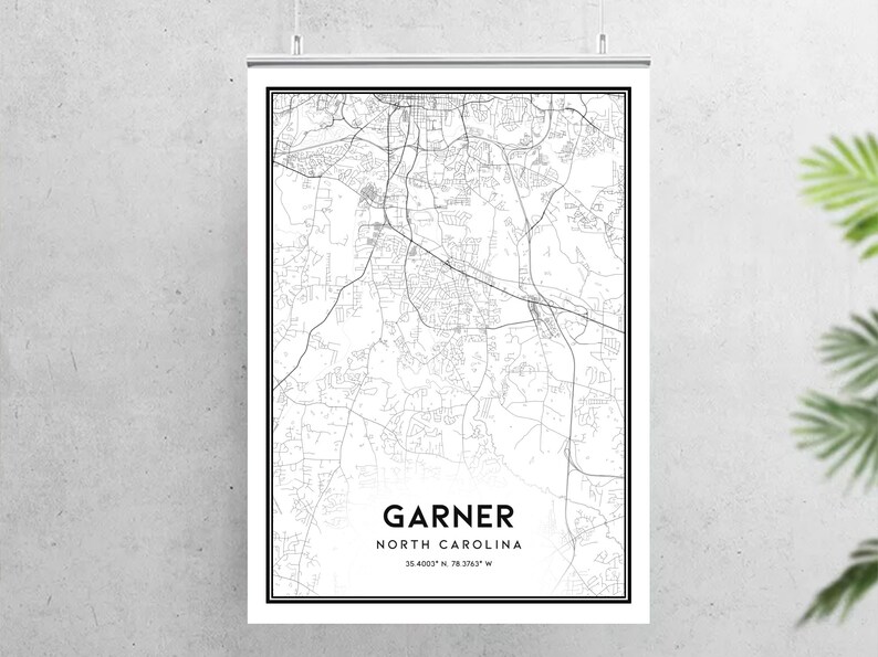 Garner Map Print Garner Map Poster Wall Art Nc City Map | Etsy