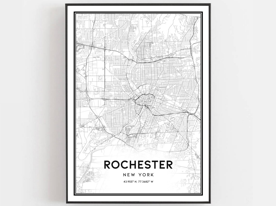 Rochester Map Print Rochester Map Poster Wall Art Ny City - Etsy