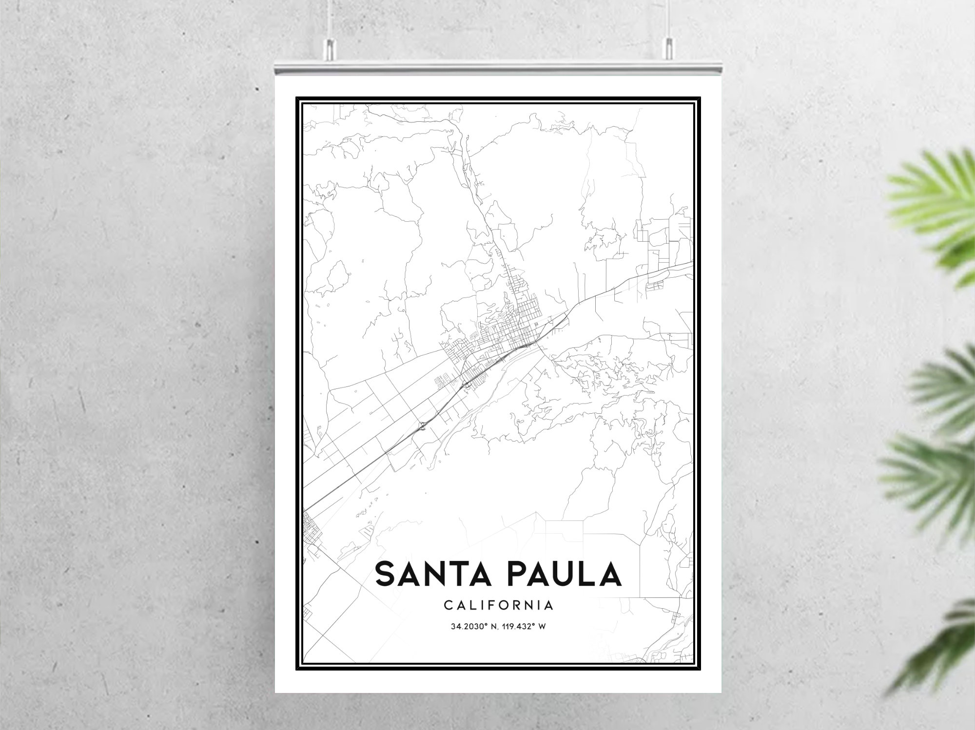 Santa Paula Map Print Santa Paula Map Poster Wall Art Ca - Etsy