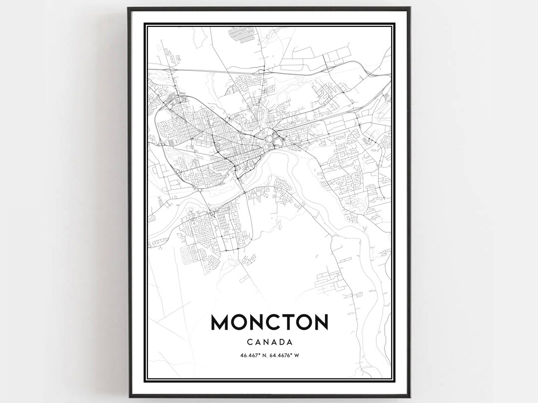 Moncton Map Print, Moncton Map Poster Wall Art, Moncton City Map ...