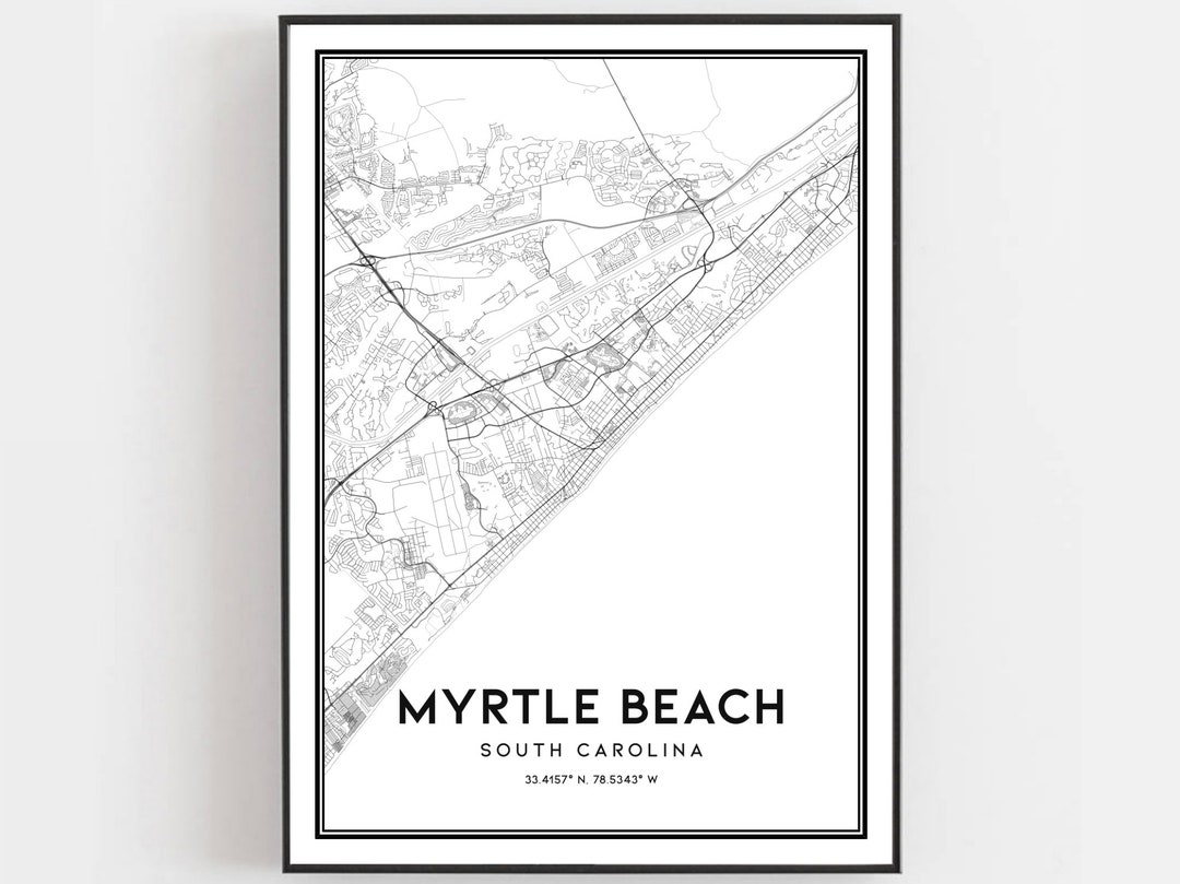 Myrtle Beach Map Print, Myrtle Beach Map Poster Wall Art, Sc City Map ...