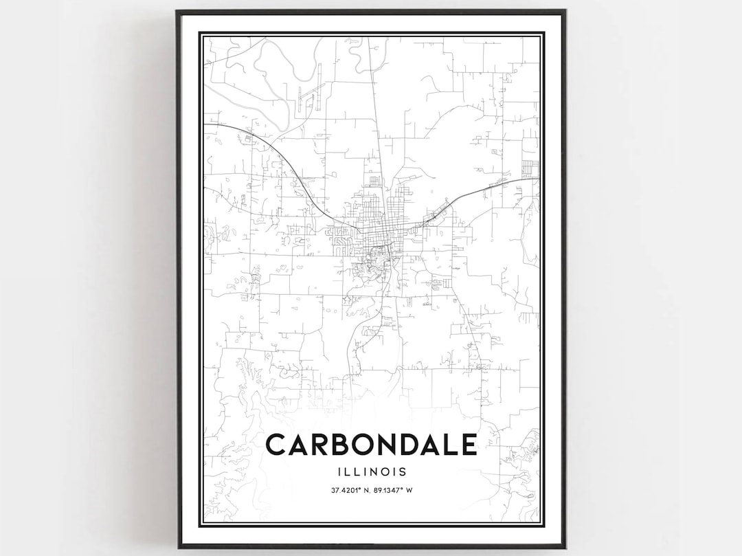 Carbondale Map Print, Carbondale Map Poster Wall Art, Il City Map ...