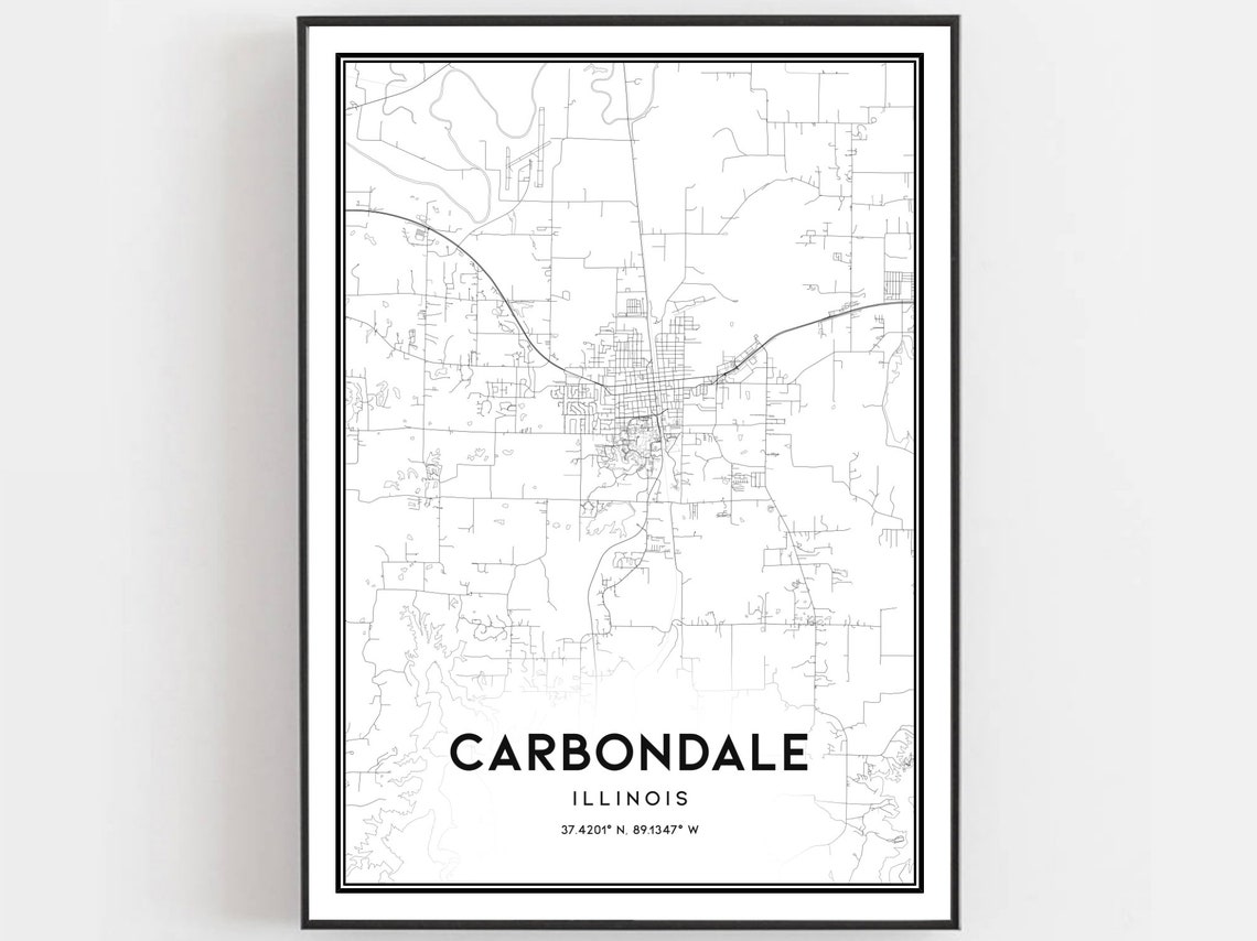 Carbondale Map Print Carbondale Map Poster Wall Art Il City | Etsy