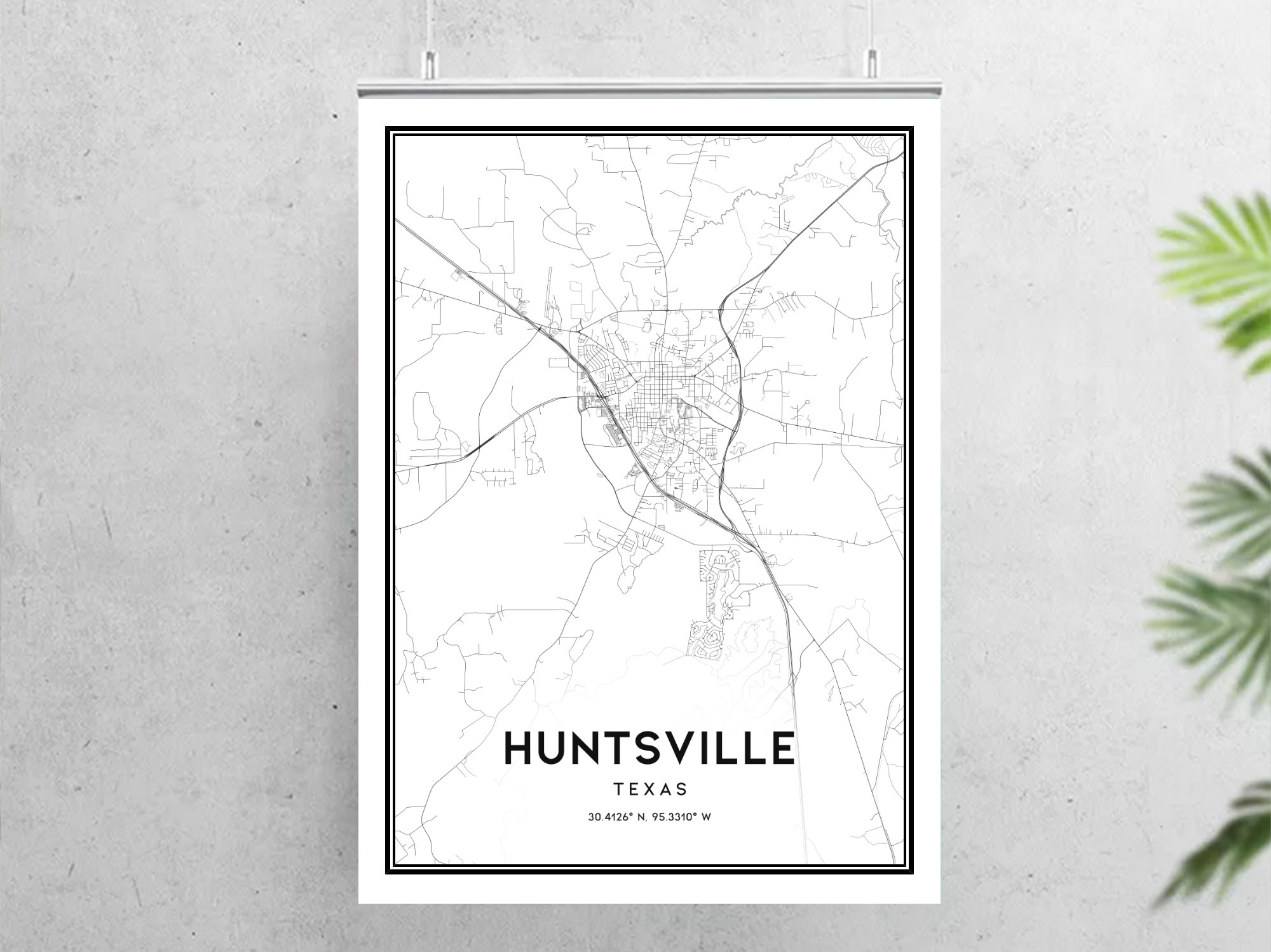 Huntsville Map Print, Huntsville Map Poster Wall Art, Tx City Map ...